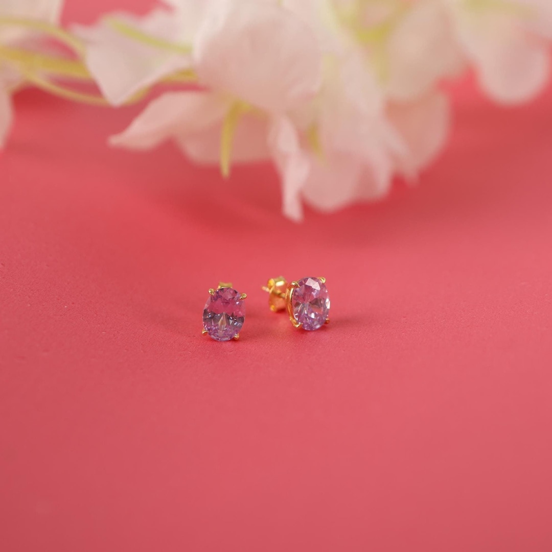 Oval Cut Alexandrite Earrings Studs for Birthday Gift, Alexandrite Stud ...