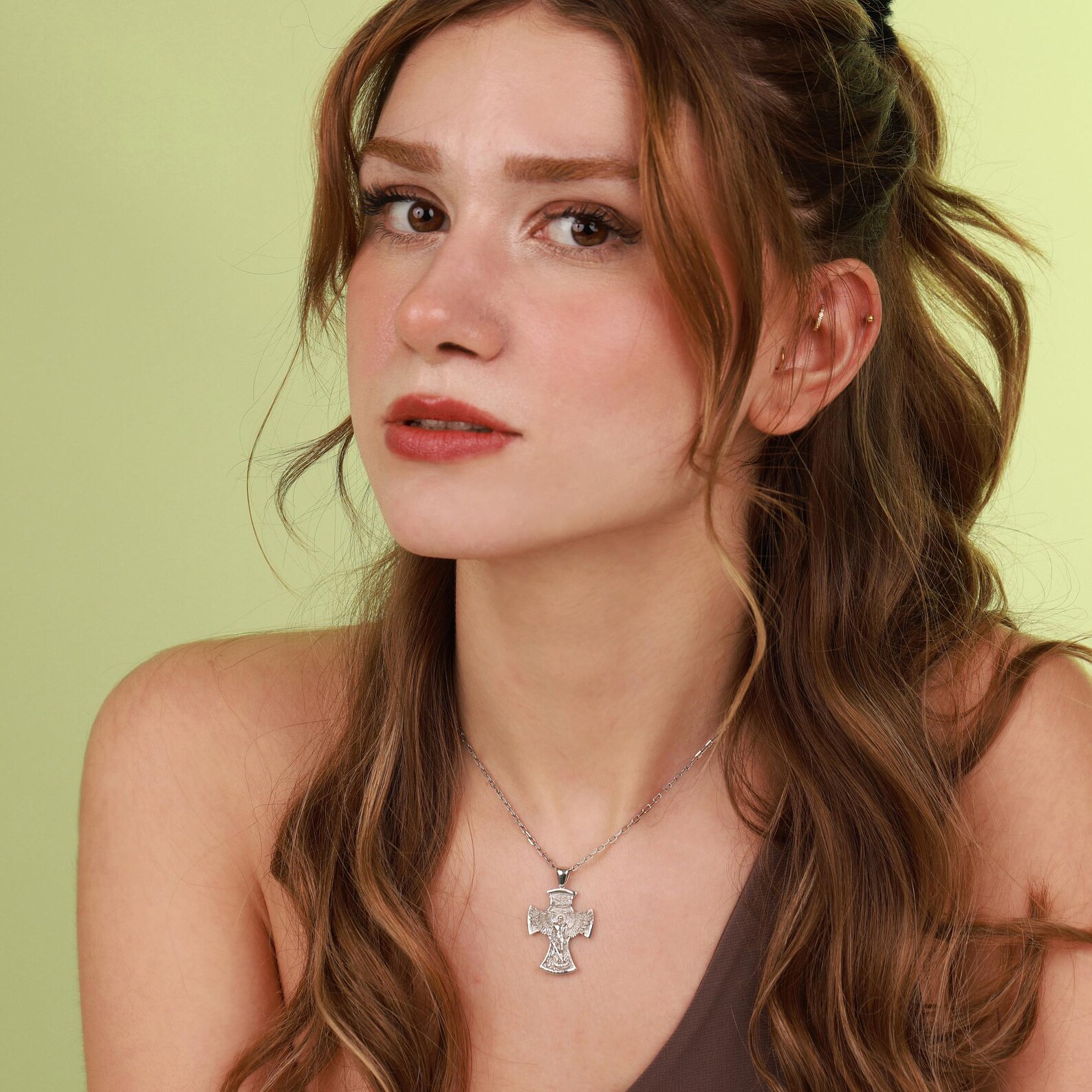 Handmade St Michael Cross Necklace, Gold Plated Sterling Silver ...