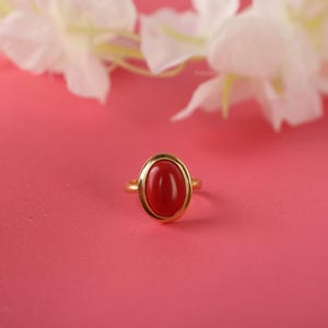 Red Coral Ring, Sterling Silver or Vermeil, Cocktail Ring - Etsy