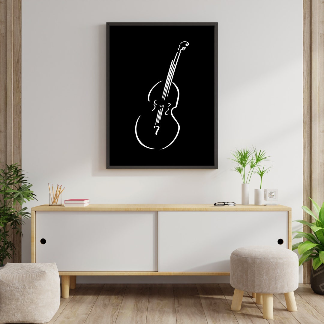 Cello Line Art Minimalist Digital Print Line Drawing 5 Jpgs in 5 Sizes ...