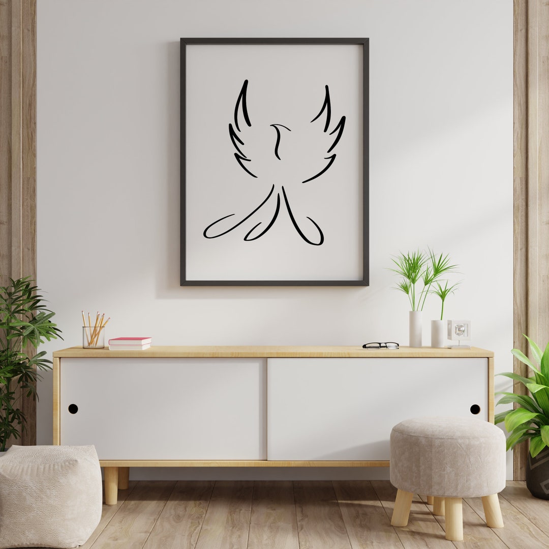 Phoenix Line Art • Minimalist Digital Print • Line Drawing • 5 Jpgs in ...