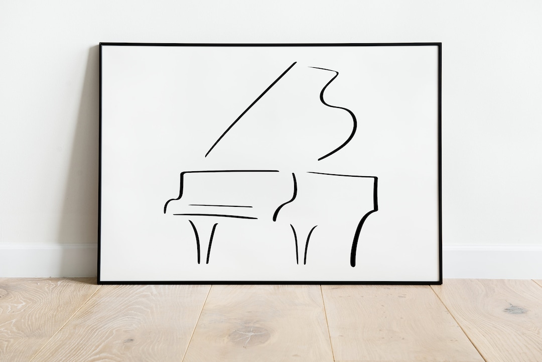 Piano - Piano Line Art • Minimalist Digital Print • Line Drawing • 5 ...