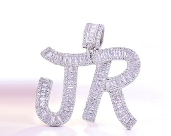 Diamond Name Necklace Custom Bling Necklace Diamond Letter - Etsy