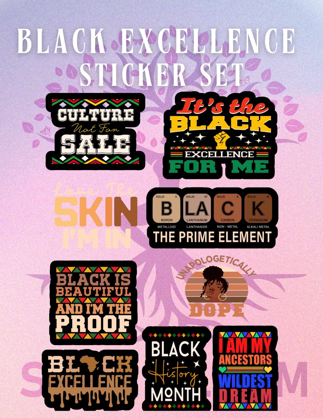 Black Excellence Sticker Pack (set of 8) | 2025 Black History, Black ...