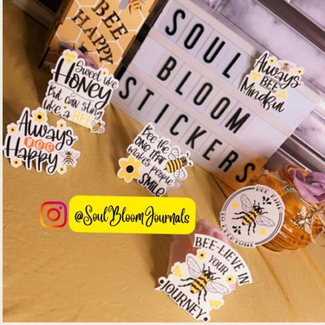 Bee Sticker Pack | Positivity Affirmation Decals, Journals - Etsy