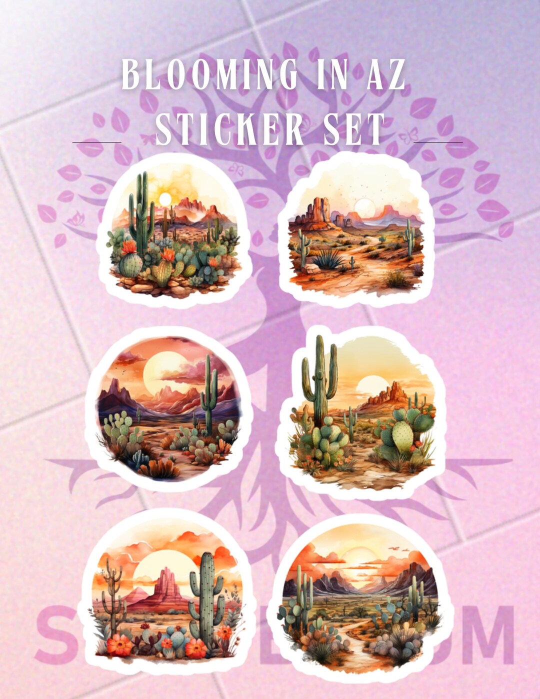 Arizona Map State Bird Cactus Wren Vinyl Sticker | Whimsical Desert ...