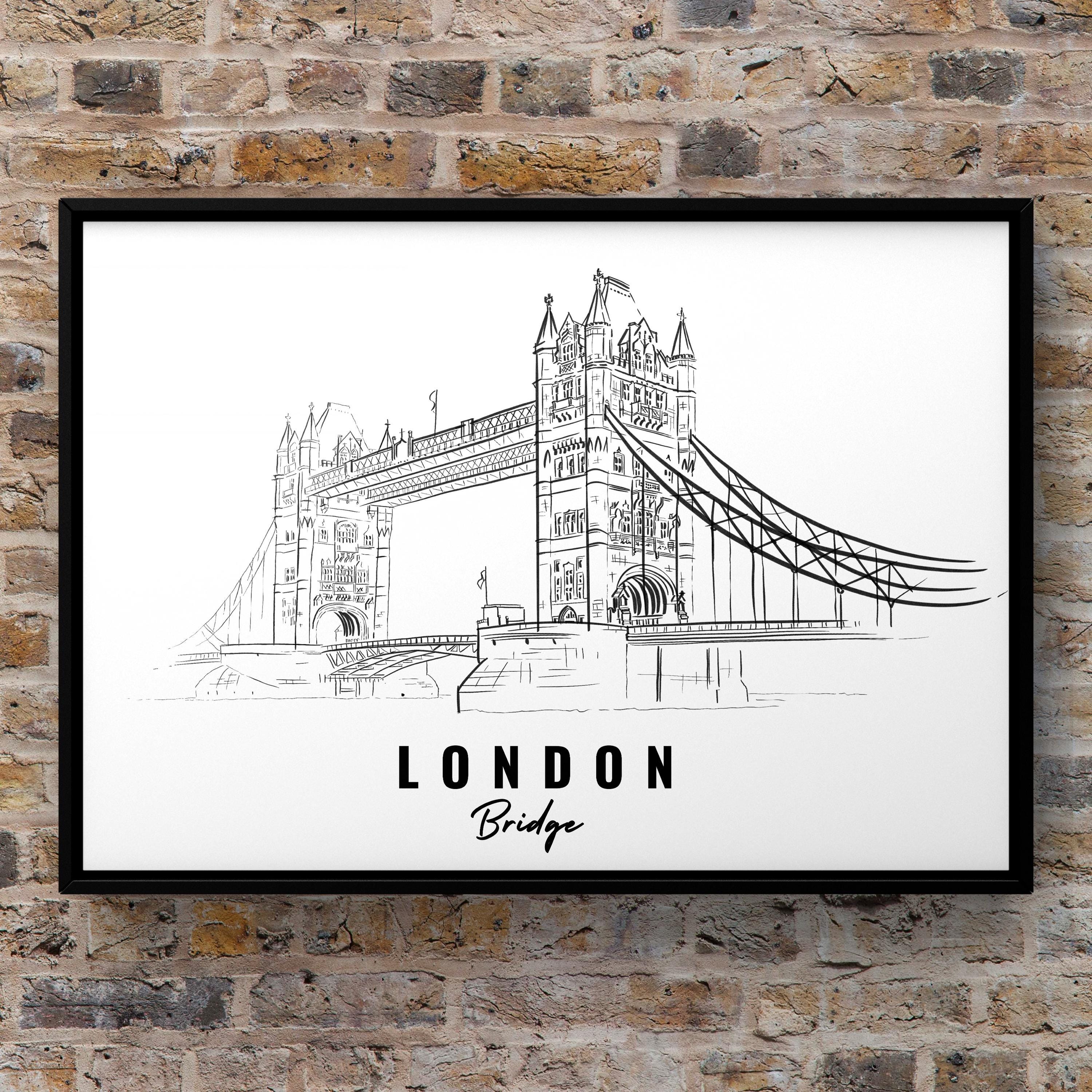Printable Sketch of London Bridge, Wall Art London, Travel Art ...