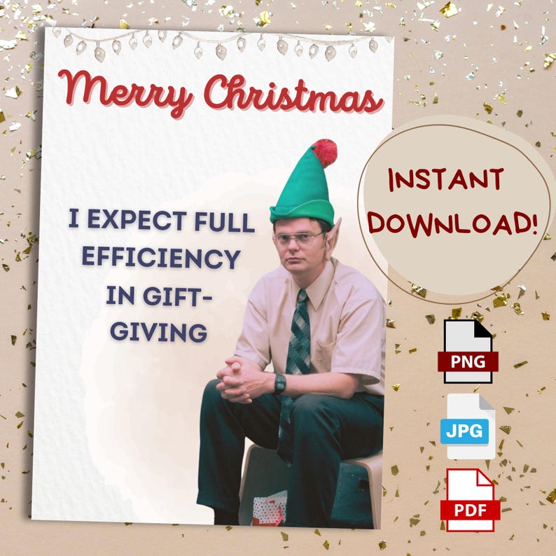 Set of 2 Funny Dwight Schrute Printable Christmas Cards, the Office ...