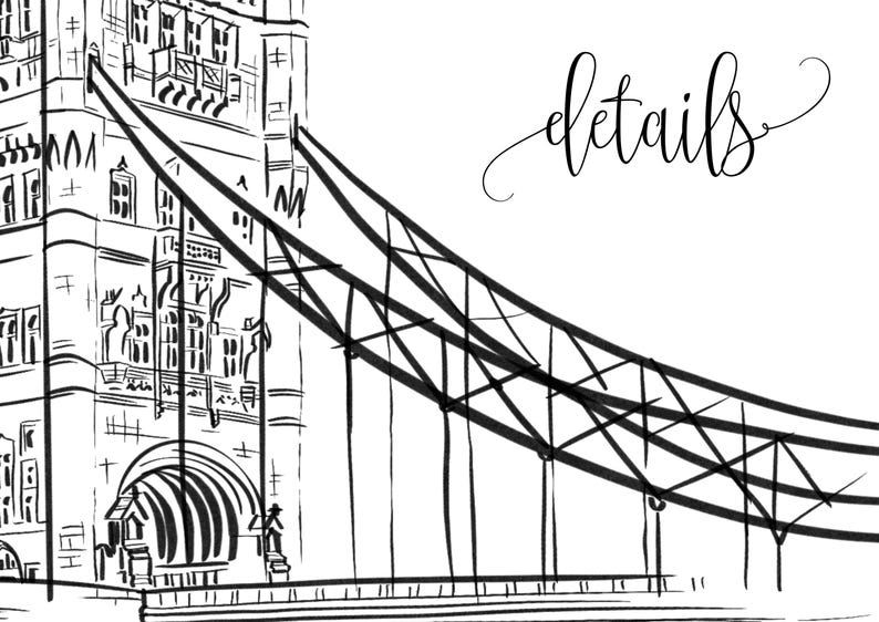 Printable Sketch of London Bridge, Wall Art London, Travel Art ...