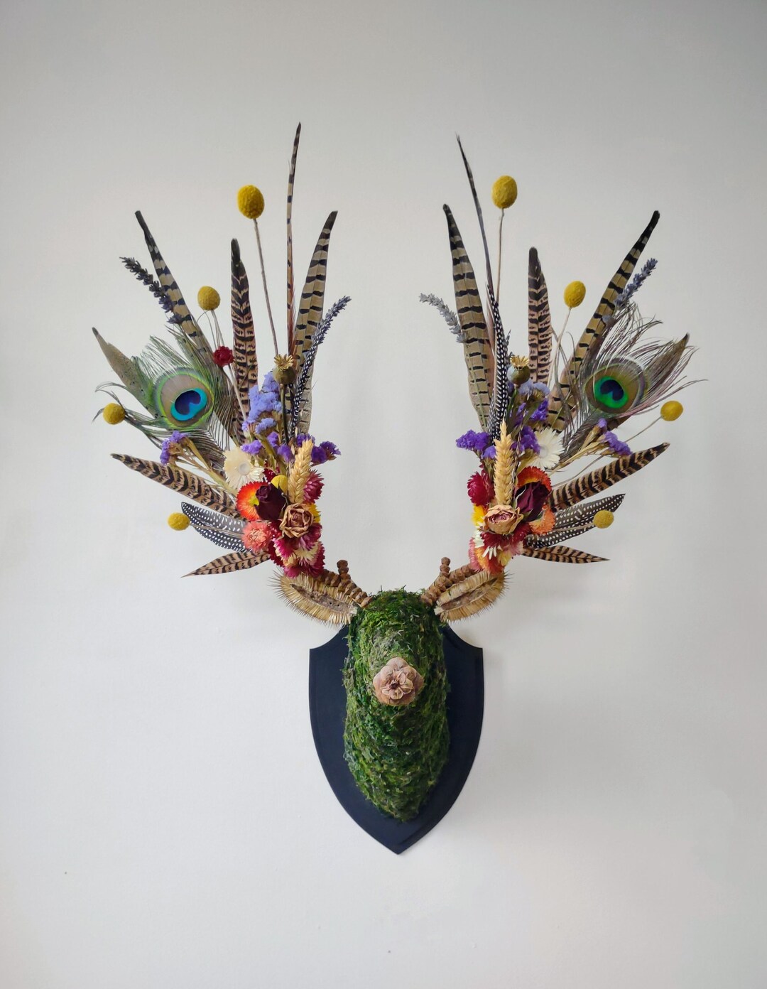 Flowery Taxidermy STAG HEAD Wall Mounted Dried Flower Handcrafted ...