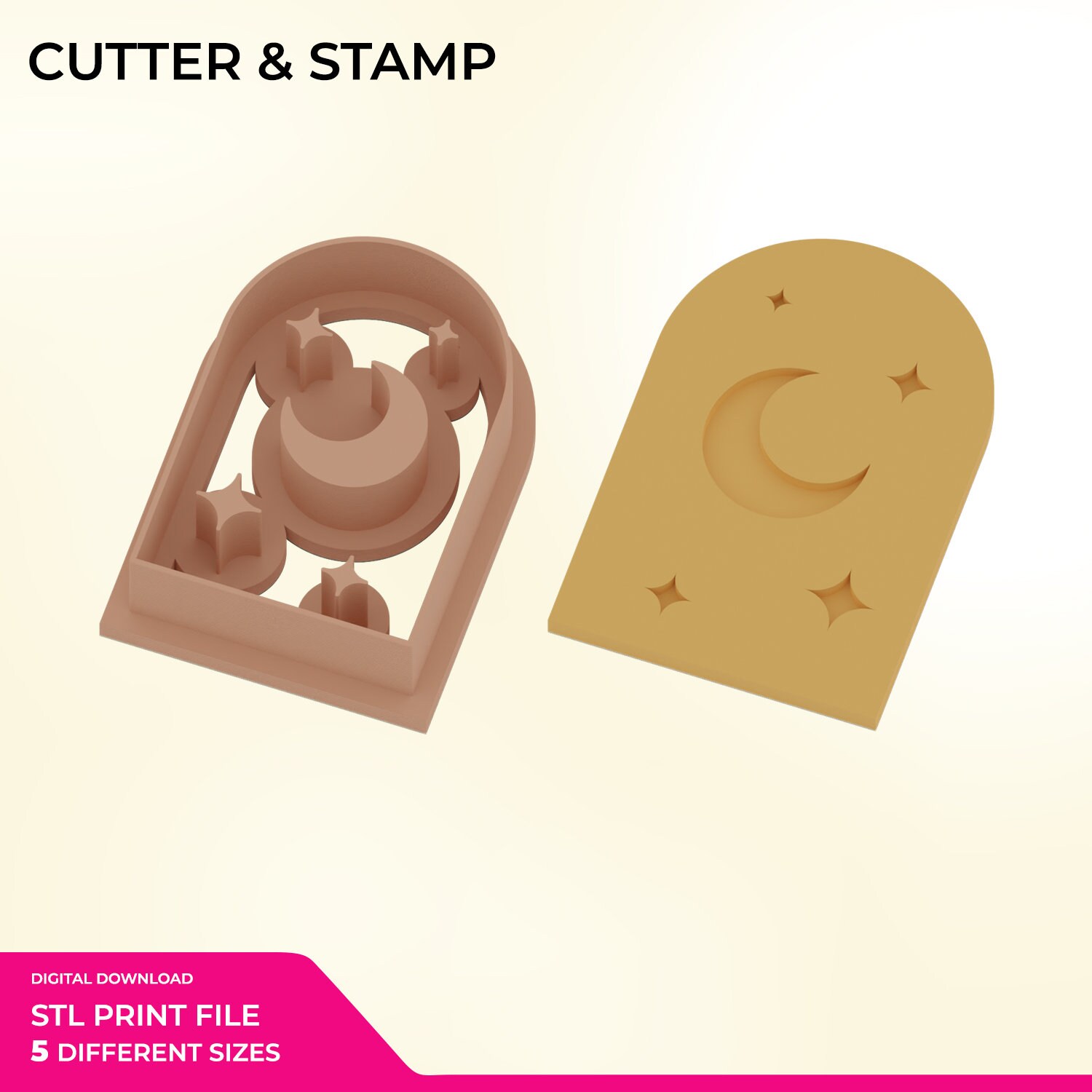 Boho Style Clay Cutter STL File Boho Moon 5 Size - Etsy
