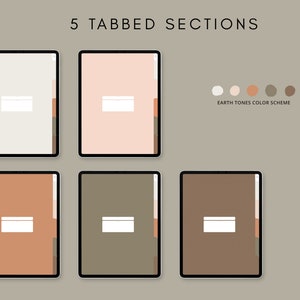 Minimalist Digital Notebook, Earth Tones Color Scheme, 5 Hyperlinked ...