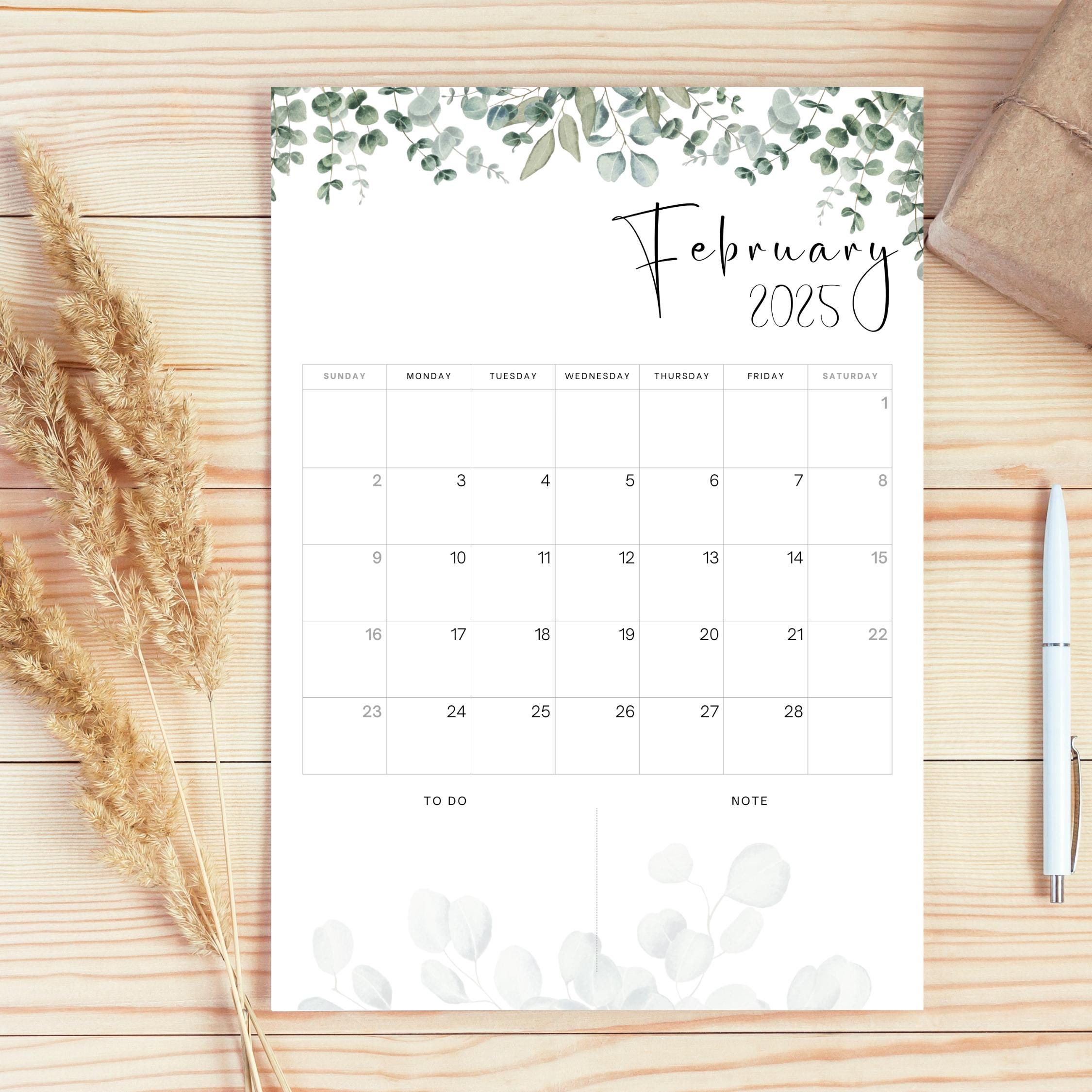 Academic Year Calendar 2025 Greenery Design Wall Calendar Printable ...