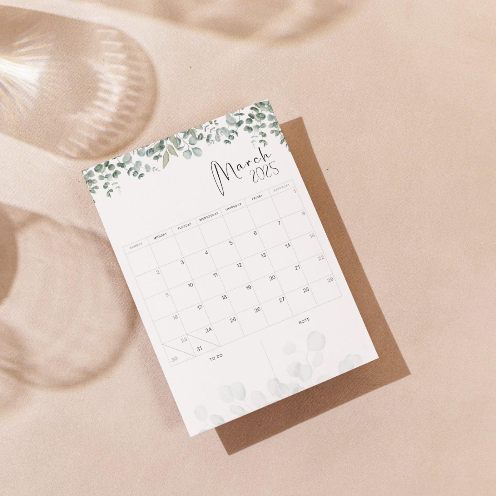 Academic Year Calendar 2025 Greenery Design Wall Calendar Printable ...