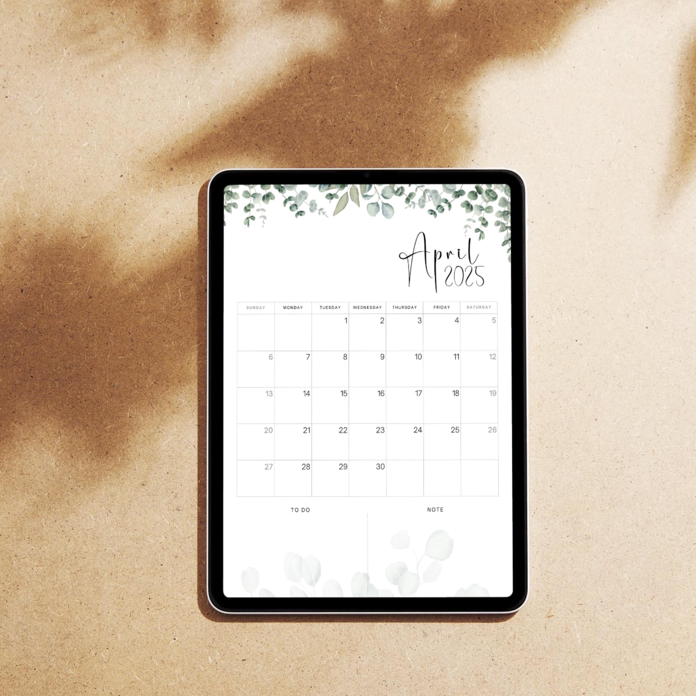 Academic Year Calendar 2025 Greenery Design Wall Calendar Printable ...