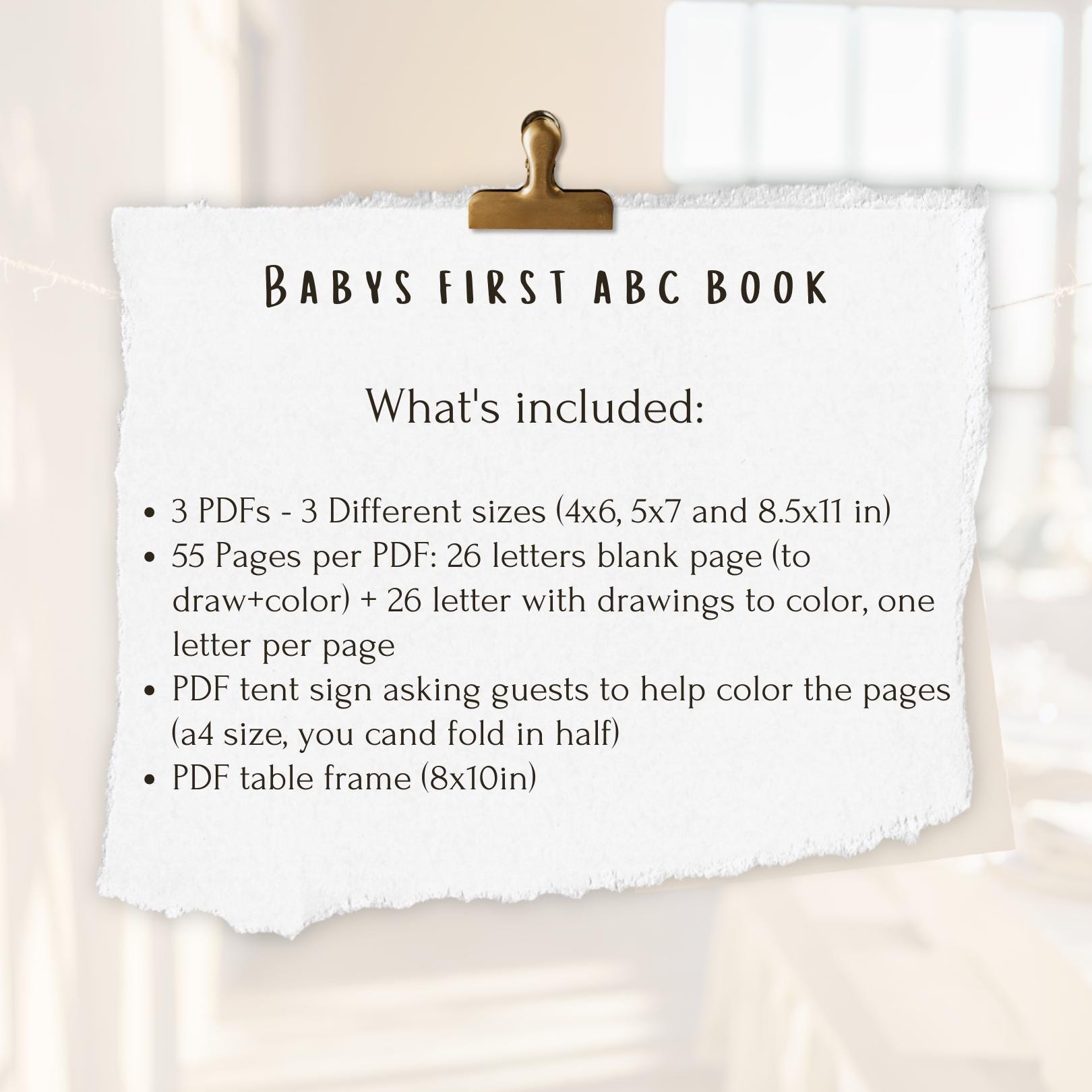 Babys First Abc Book Baby Shower Game Baby Alphabet Book Baby Shower ...