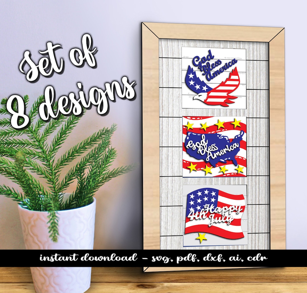 7 Patriot 4th July Interchangeable Insert Laser SVG Digital Download ...