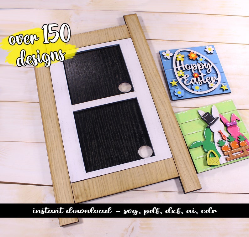 150 Designs Interchangeable 2 Slots Frame Sign Ladder Laser SVG Digital ...