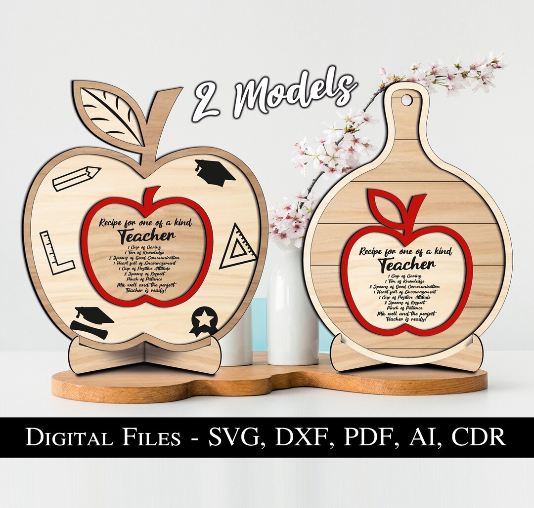 Teacher Apple Round Cutting Boards Gift Rattan Shiplap Home School ...