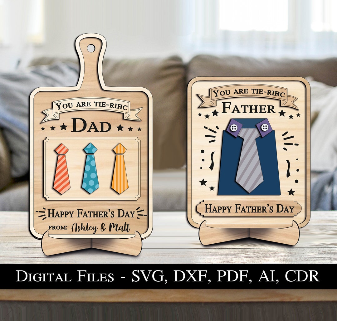 Best Dad Father's Day Tie-rific Working Cutting Board Gift SVG ...
