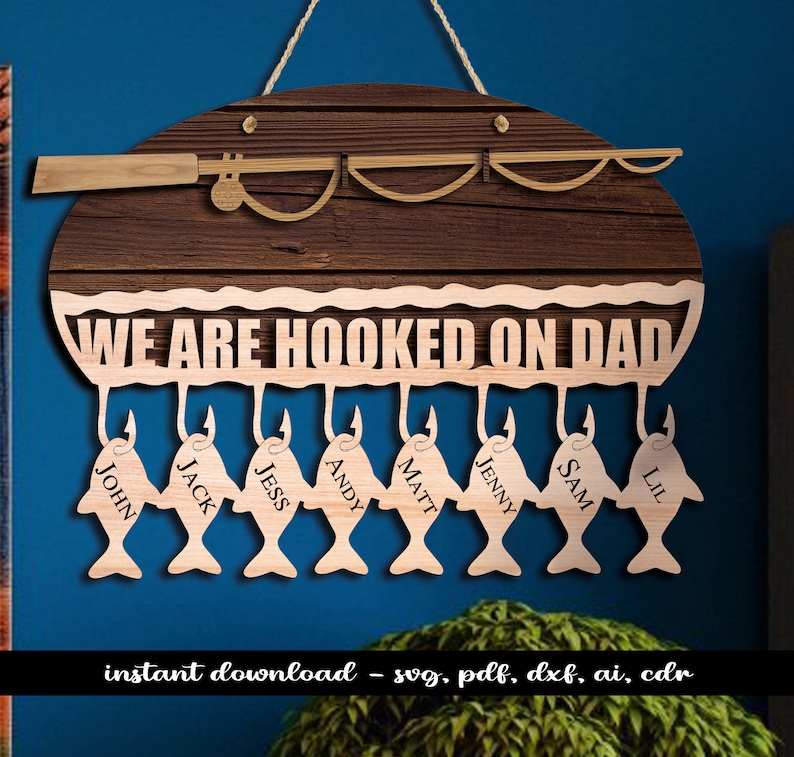 We Are Hooked on Dad Grandpa Fishing Pole Rod Father Day Gift - Etsy