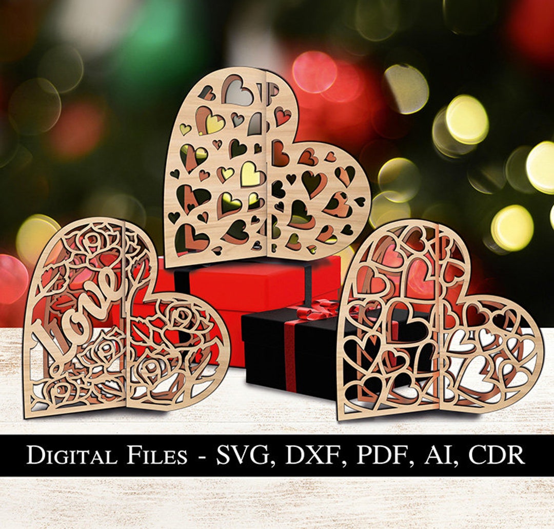 3d San Valentín Corazón Caja Amor Presente Romántico Decoración Del