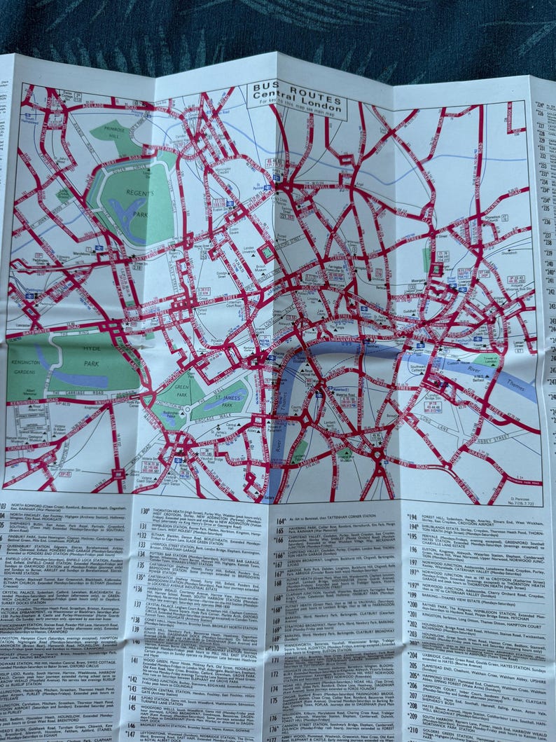 London Buses Map and List of Routes 1972 – Original London Transport ...
