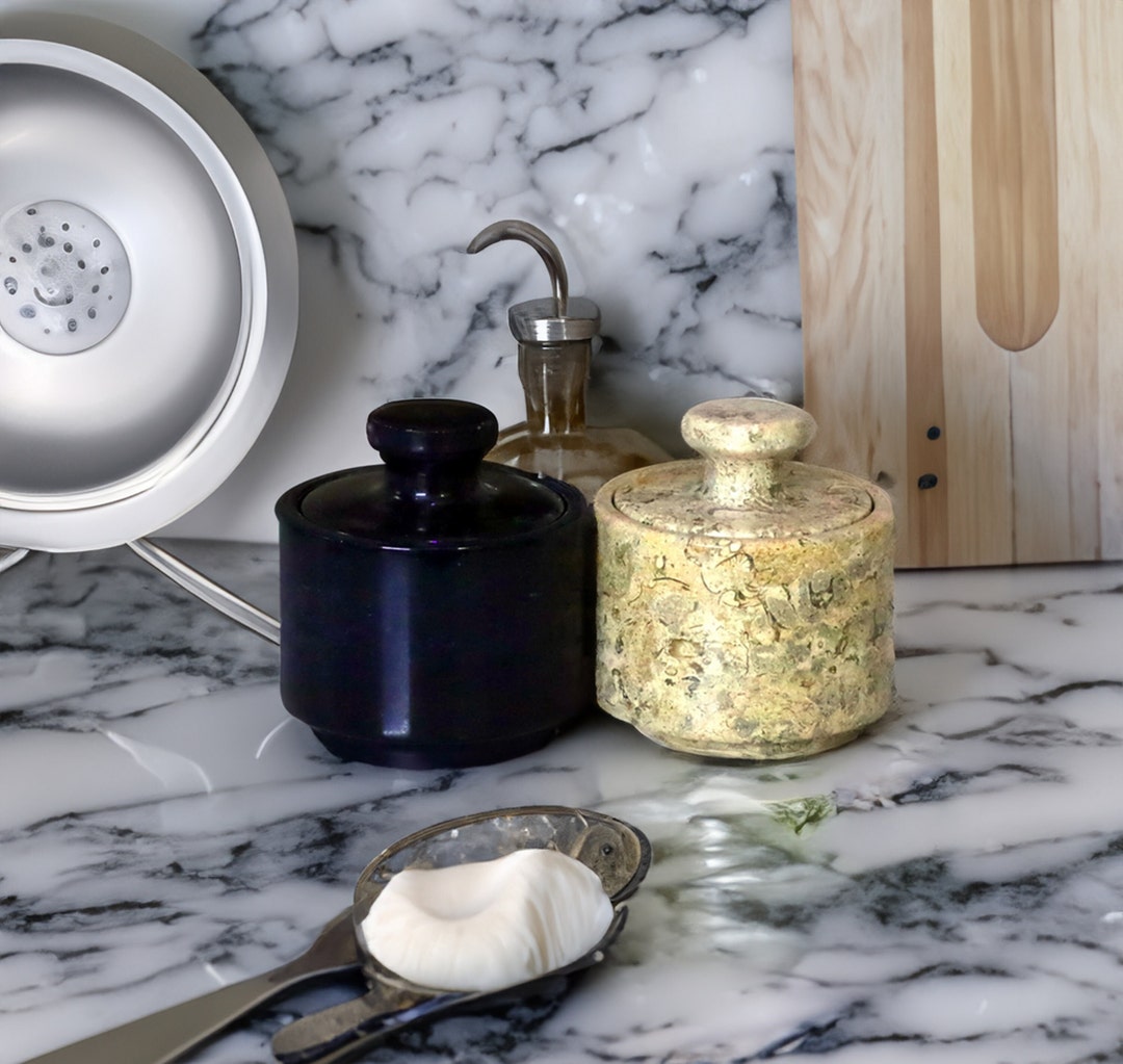 Marble Salt Cellar With Lid Unique 3 Salt and Pepper Cellar Gift for ...