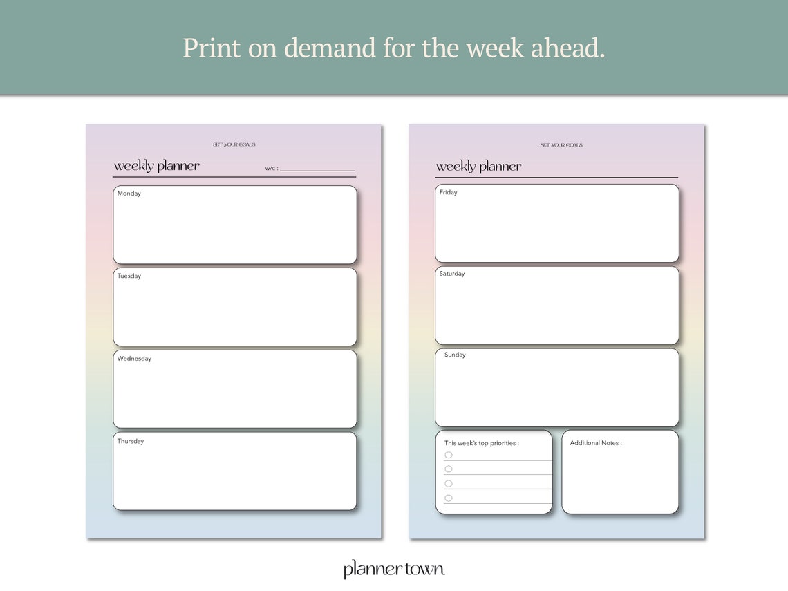 Print at Home Unicorn/rainbow Pastel Goals Planner for Entrepreneurs ...