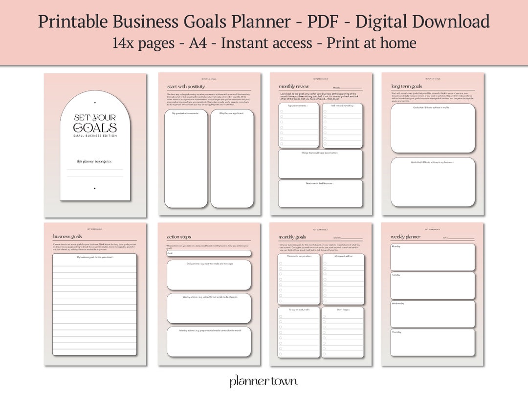 Printable Goals Planner for Entrepreneurs and Small Business Owners ...