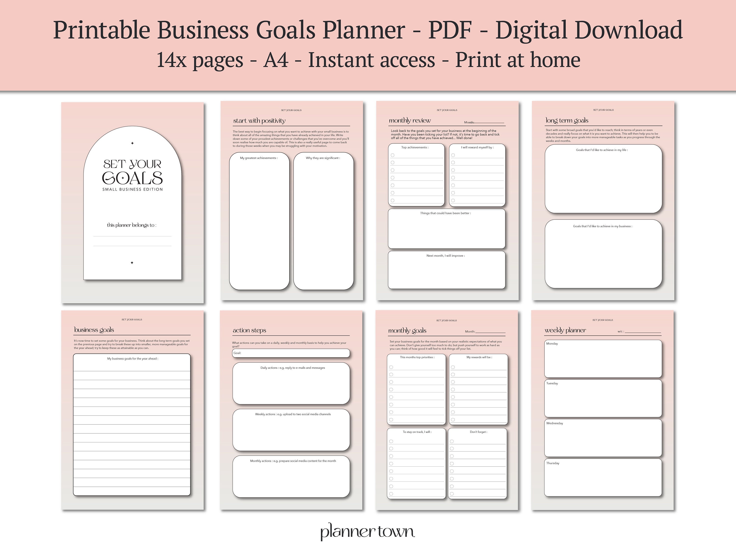Printable Goals Planner for Entrepreneurs and Small Business Owners ...