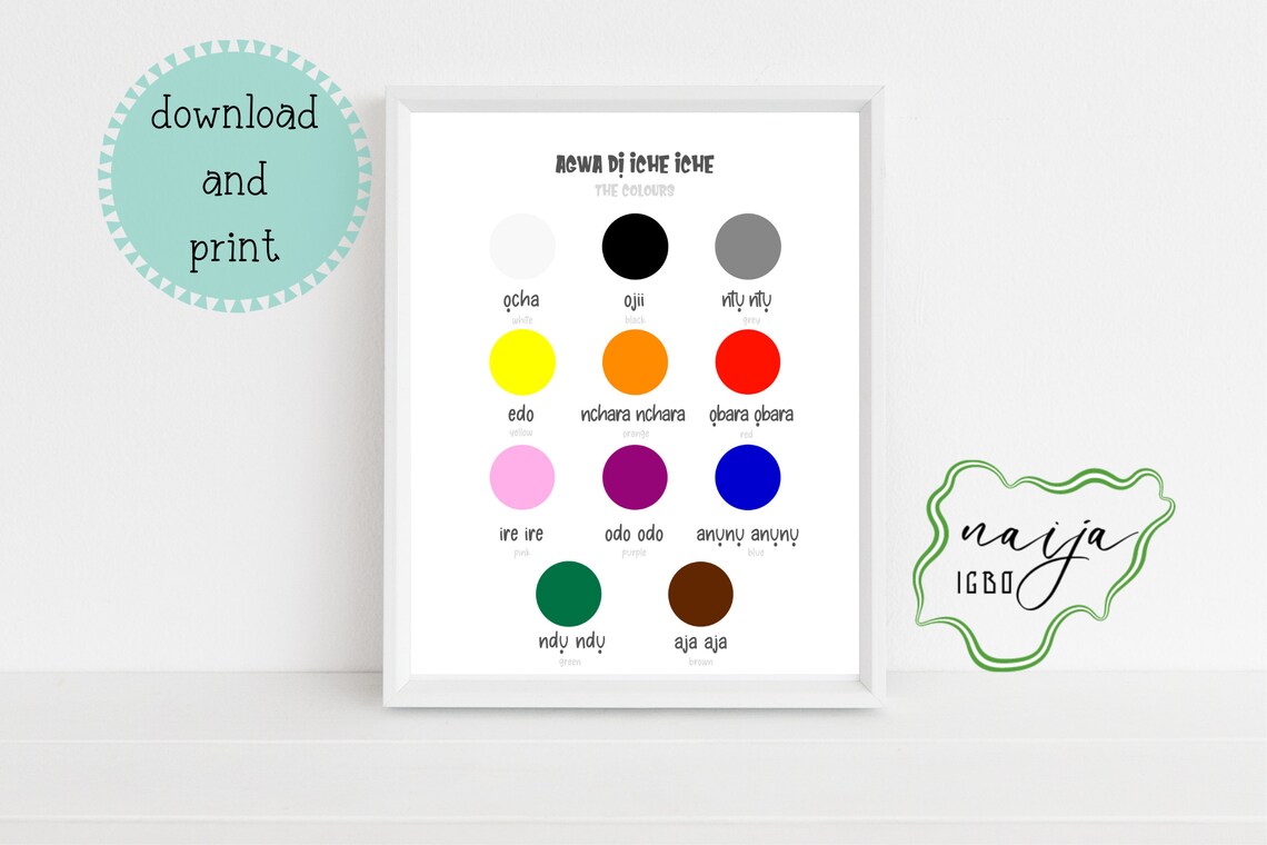 Igbo English PRINTABLE Colours Poster for Kids | Nursery Educational ...