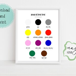 Igbo English PRINTABLE Colours Poster for Kids | Nursery Educational ...