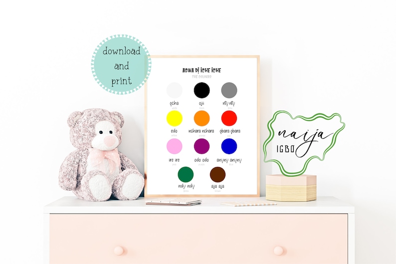 Igbo English PRINTABLE Colours Poster for Kids | Nursery Educational ...