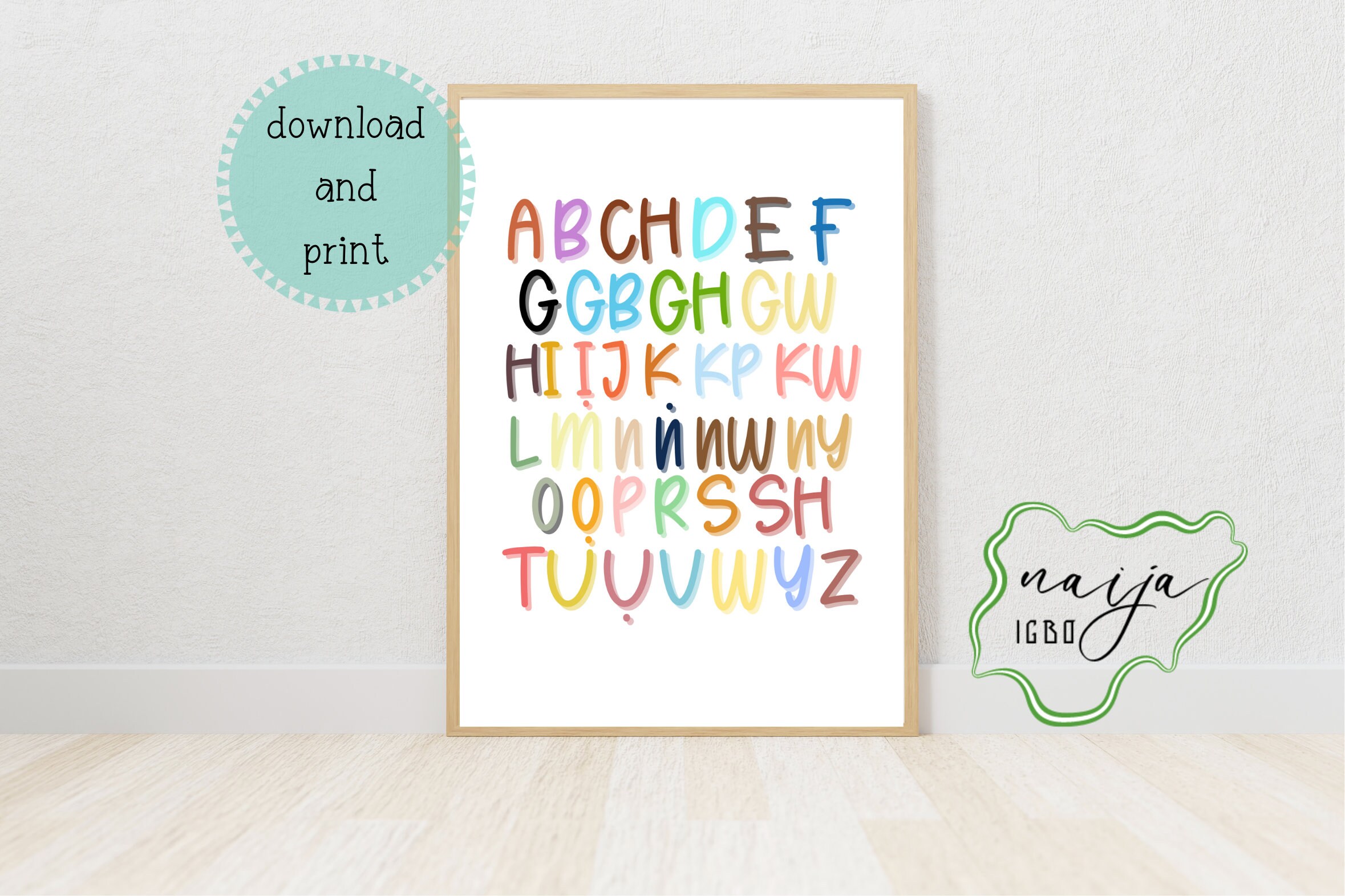 Igbo Alphabet Print | Colourful Alphabet Chart | ABC Poster | Digital ...