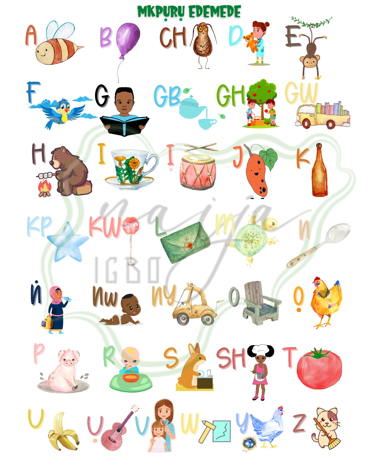 Igbo Alphabet Printable With Pictures | IGBO ABC | Nigerian Alphabet ...
