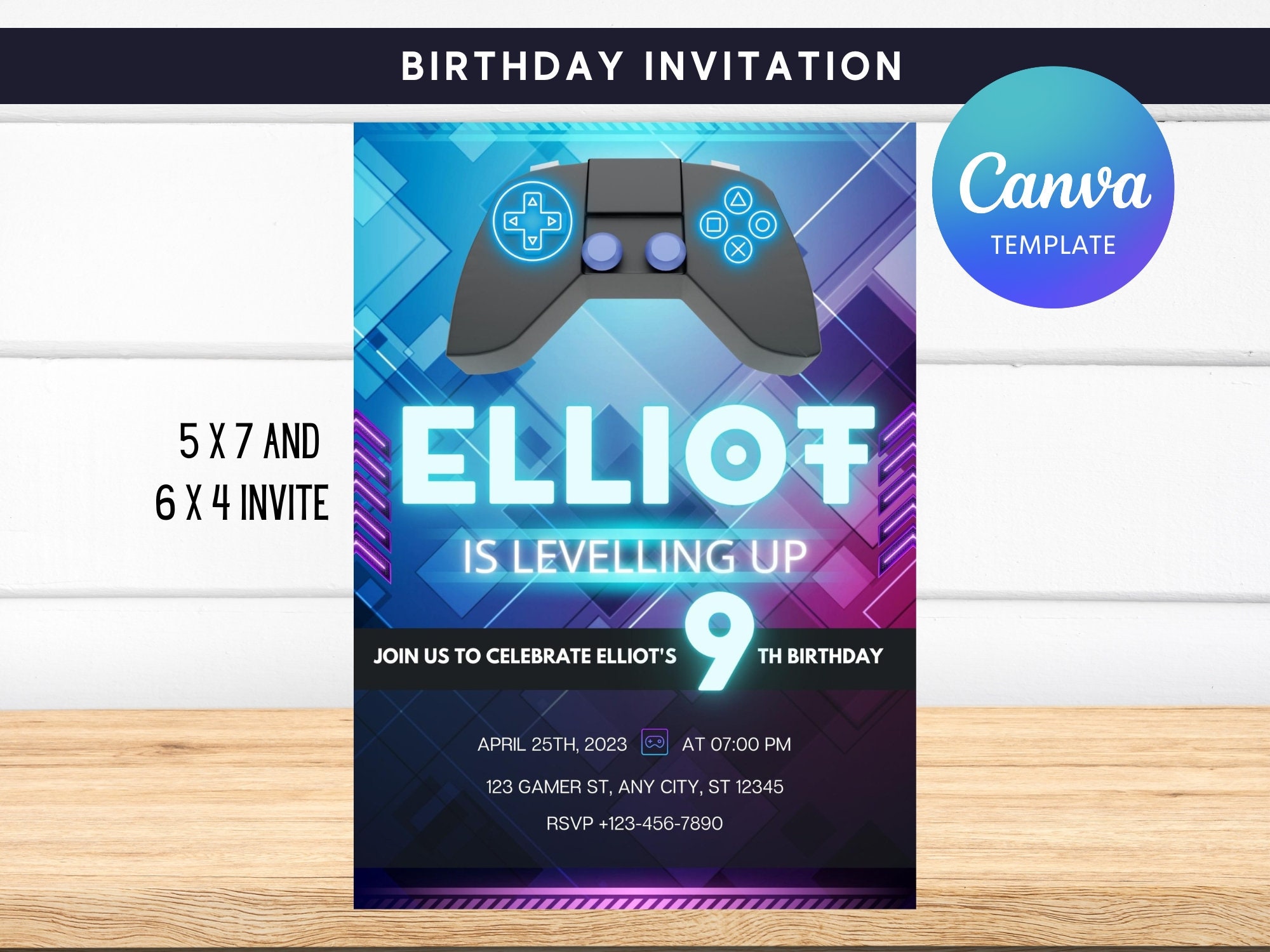 Video Game Invitation, Video Game Birthday Invitation, Template ...