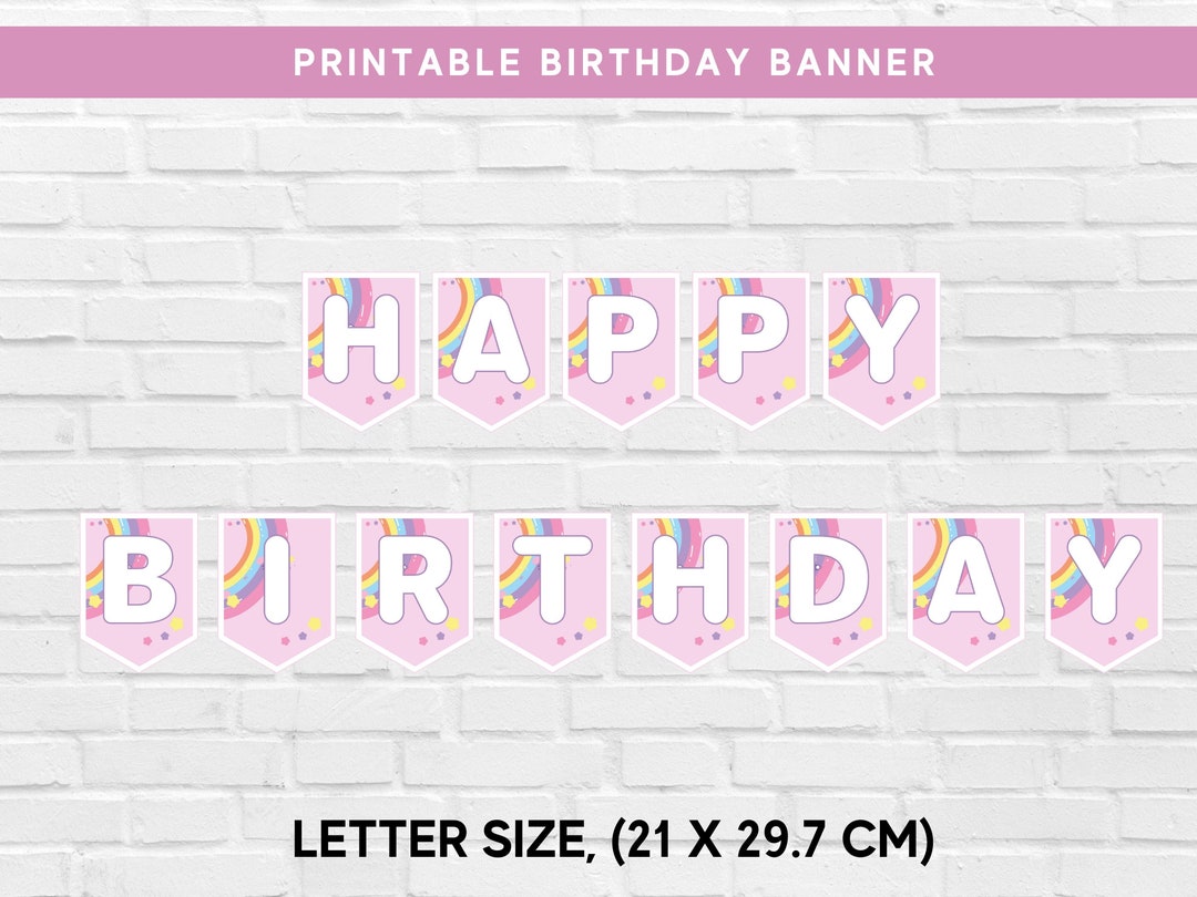 Happy Birthday Banner Instant Digital Download, Matching Banner, Pastel ...