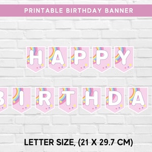 Happy Birthday Banner Instant Digital Download, Matching Banner, Pastel ...
