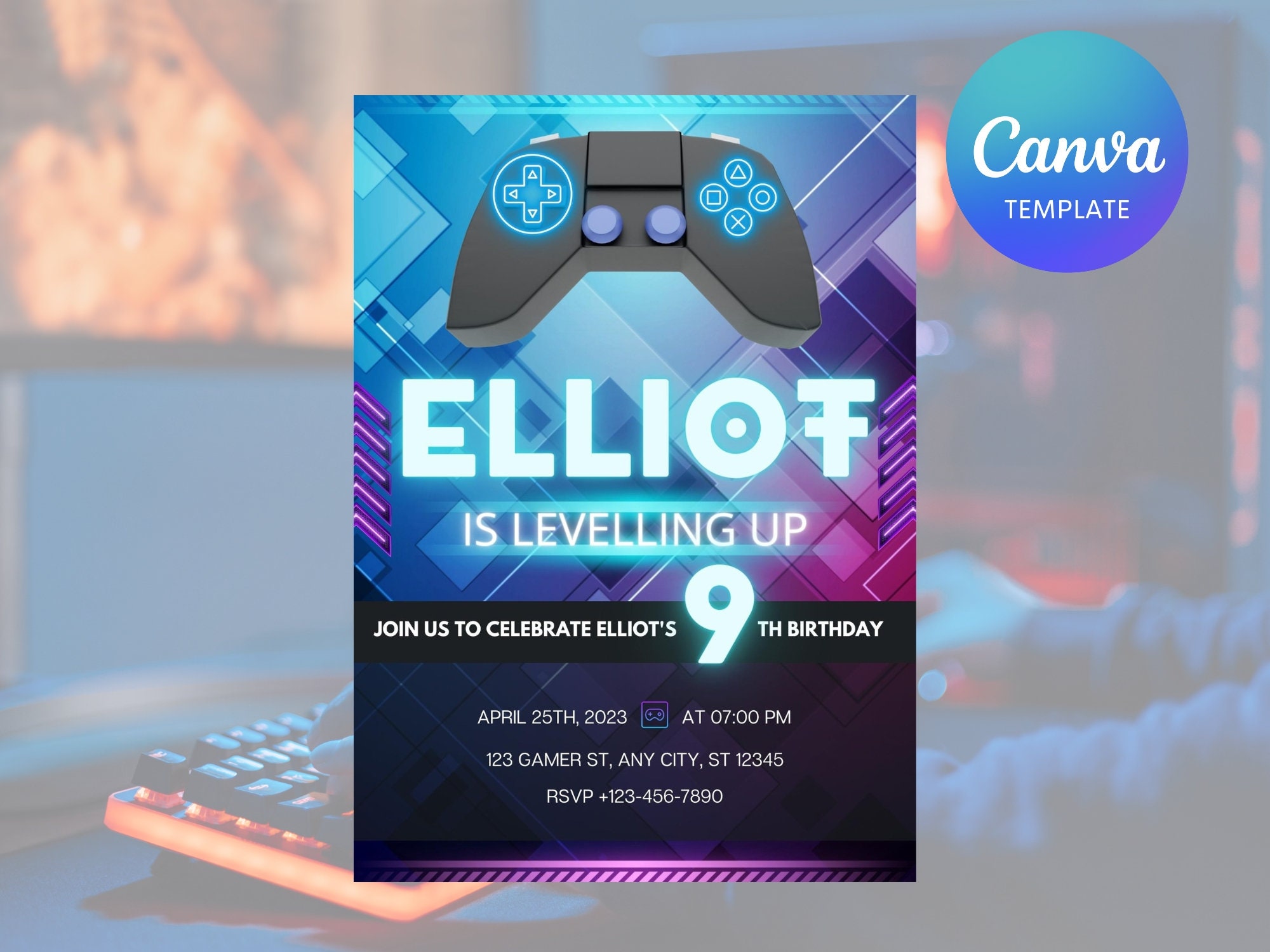 Video Game Invitation, Video Game Birthday Invitation, Template ...