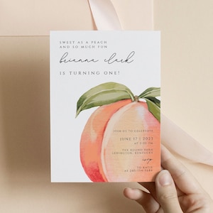 Peach Birthday Invitations, editable Peach Birthday Invitation, sweet ...