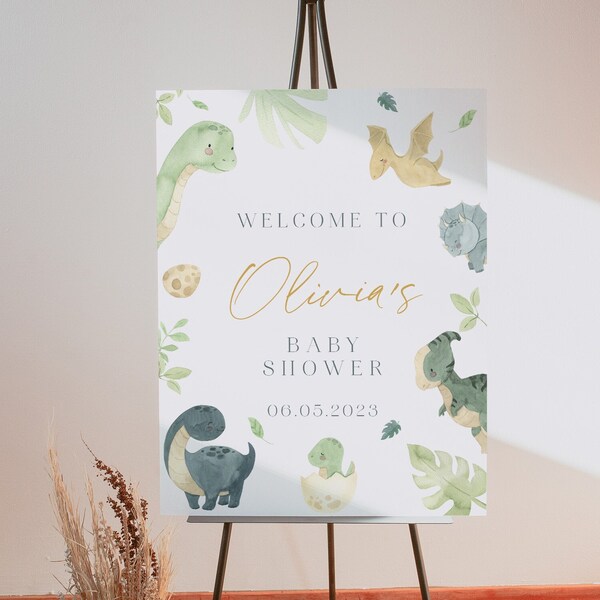 Baby Shower Sign in Dinosaur - Etsy