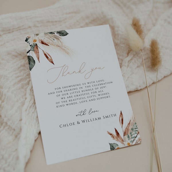 Boho Thank You Cards - Etsy