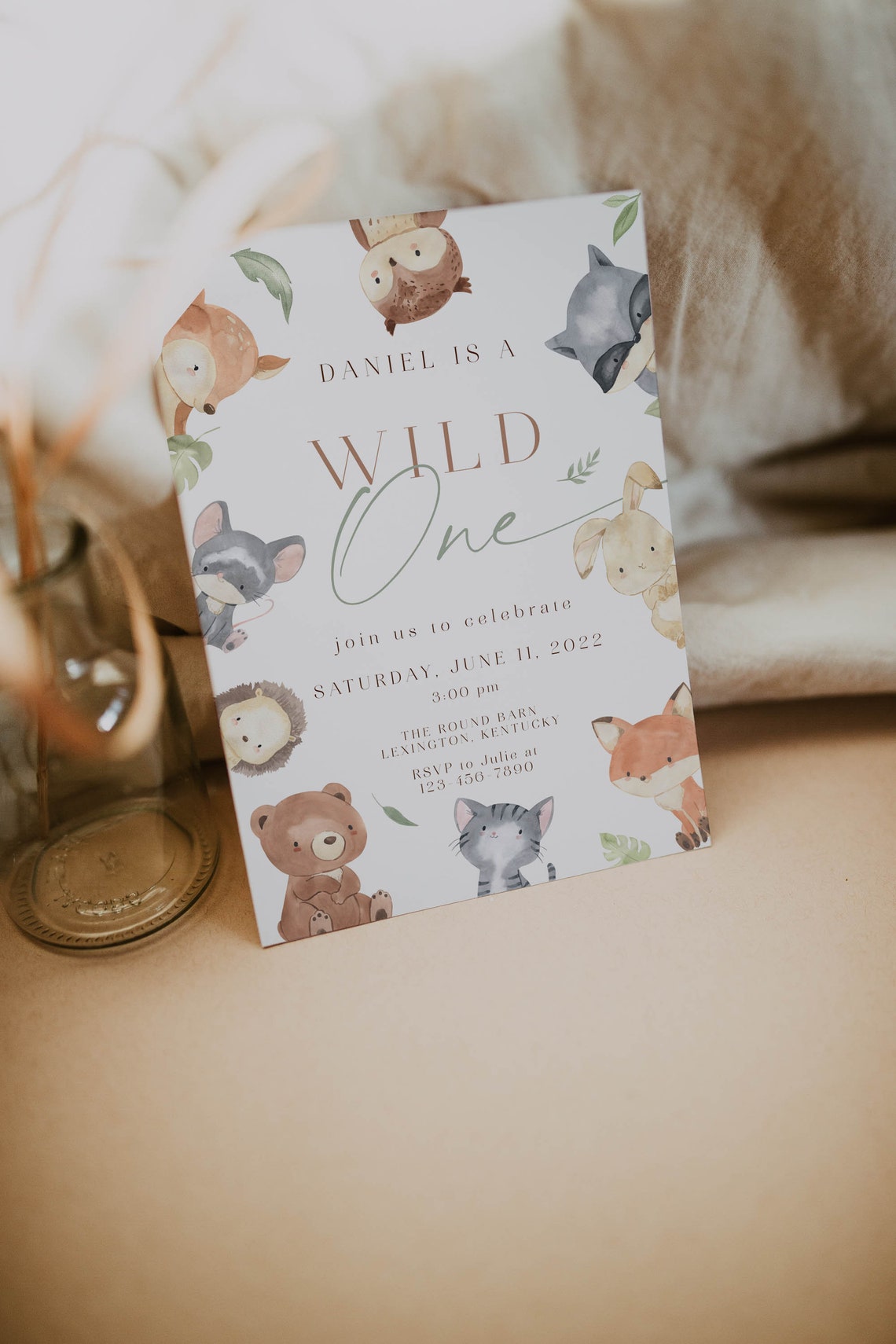 Woodland First Birthday Invitation Wild One Invitation 1st - Etsy