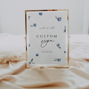 Blueberry Editable Custom Sign, Custom 8x10 Sign, Berry Birthday Sign ...