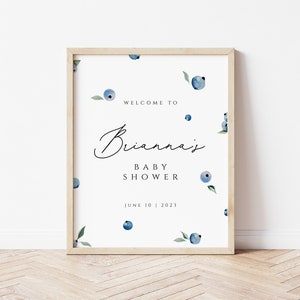 Blueberry Baby Shower Welcome Sign, Berry Sweet Welcome Sign, Baby ...