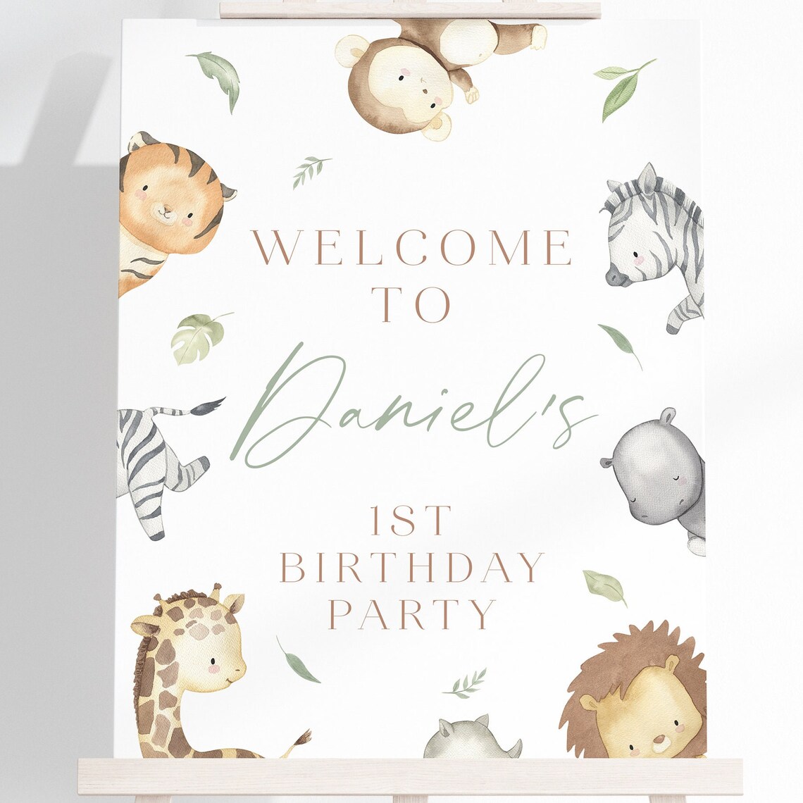 Safari Welcome Sign, EDITABLE Wild One Birthday Welcome Sign, Safari ...
