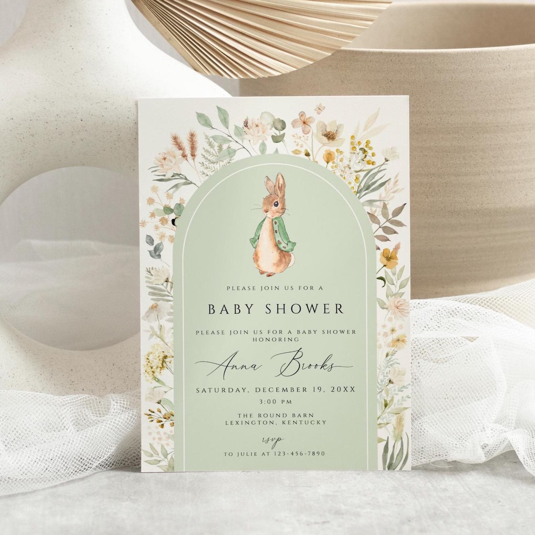 Peter Rabbit Baby Shower Arch Invitation, Classic Peter Rabbit Baby ...