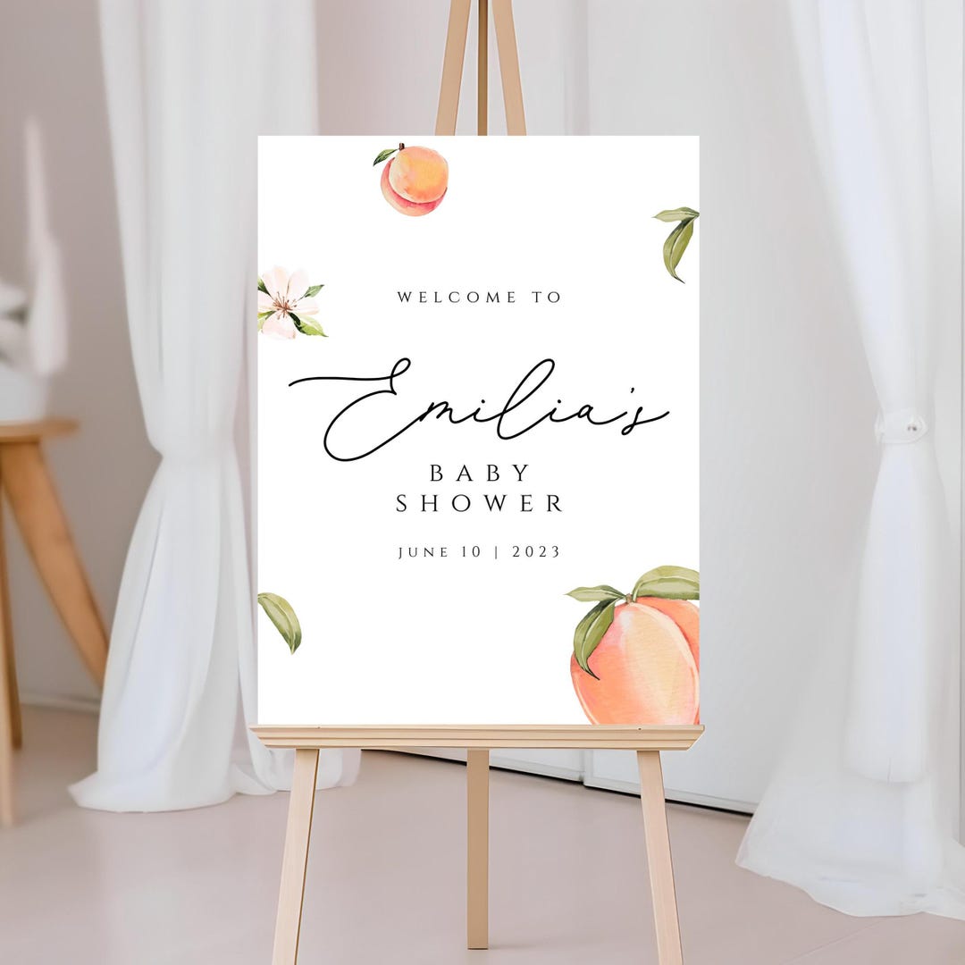 Peach Baby Shower Sign, Welcome Sign Baby Shower, Little Peach is on ...