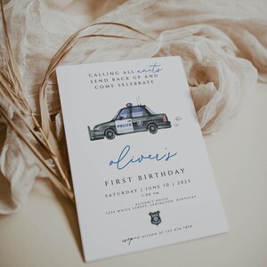 Police Birthday Party Invitation, Minimalist Officer Policeman Birthday ...